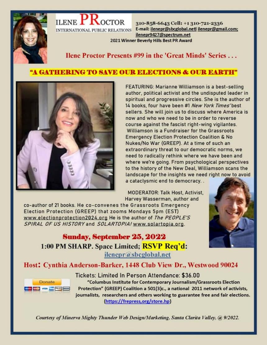 Food For Thought: A Chat With Marianne Williamson - LA Progressive